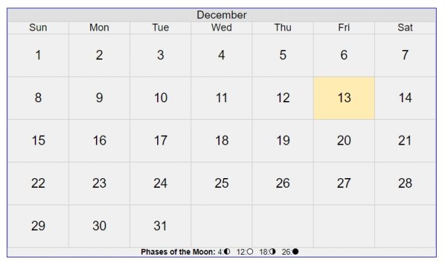 December brings 2019's 2nd Friday the 13th | Human World | EarthSky