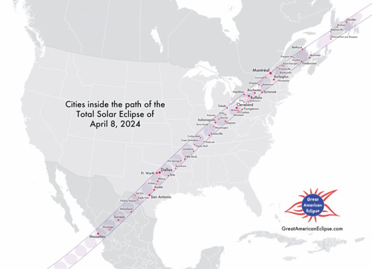 Total solar eclipse of April 8, 2024. Experience it here!