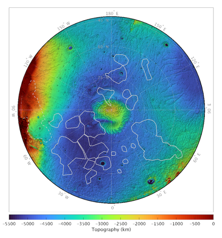 New Mars gravity map: A lost ocean? Lava under Olympus Mons?